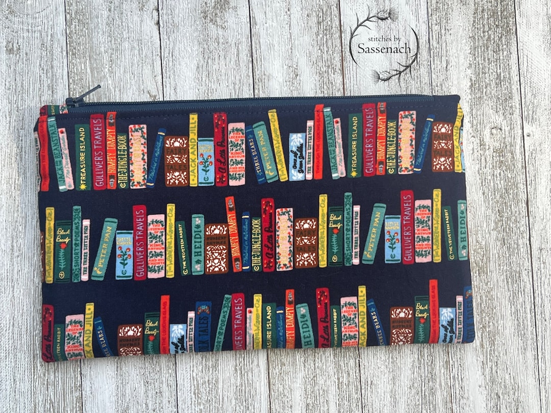 Book Print Handmade Pouch Bag, Pencil Pouch, Organizer, Project Pouch ...