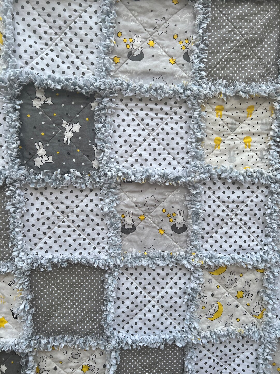 Small Baby Toddler Rag Quilt Baby Shower Miffy Rabbit - Etsy
