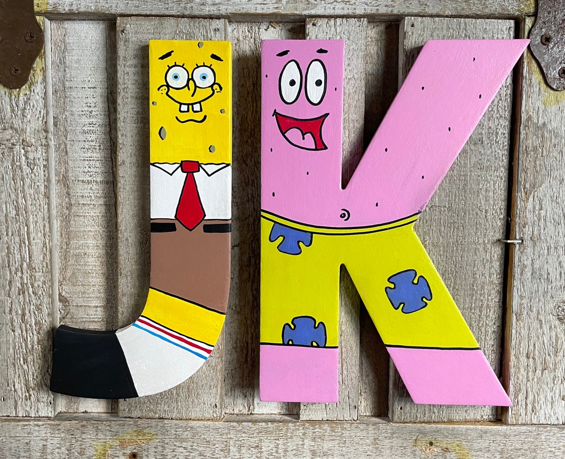 Hand-painted 8 tall letters Spongebob Squarepants FREE | Etsy