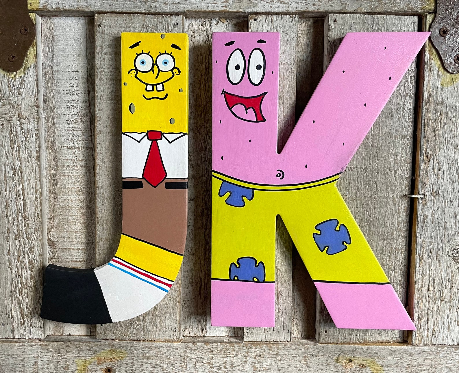 Hand-painted 8 tall letters Spongebob Squarepants FREE | Etsy