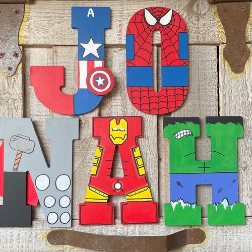 Superhero Painted Letters-monogram painted letters nursery | Etsy