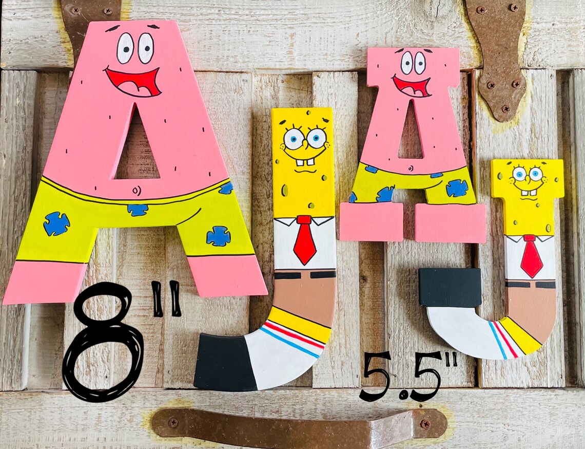 Hand-painted 8 tall letters Spongebob Squarepants FREE | Etsy