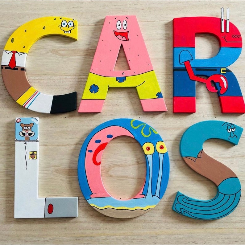 Hand-painted 8 tall letters Spongebob Squarepants FREE | Etsy
