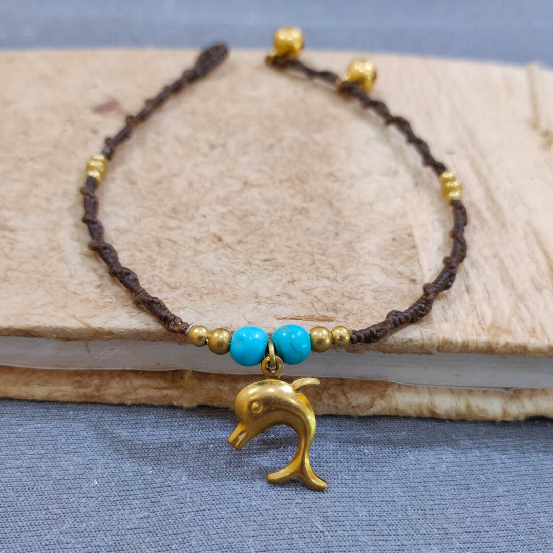 Hand-woven Brass Dolphin Anklet, Handmade Braided Beach Jewelry, Good ...