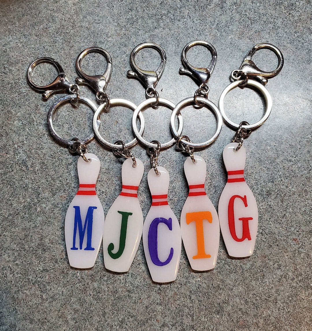 Custom Bowling Pin Keychain Backpack Purse Clip 2.5 Resin Acrylic Jumbo ...
