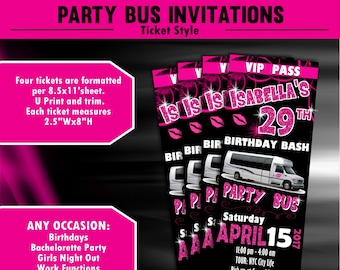 Party Bus Invitation | Etsy