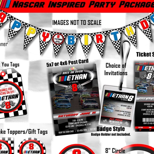 Nascar Ticket Party Invitation Ticket Style Pit Pass - Etsy
