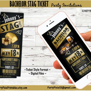 Bachelor Stag Party Invitation - Ticket Style Personalized and ...