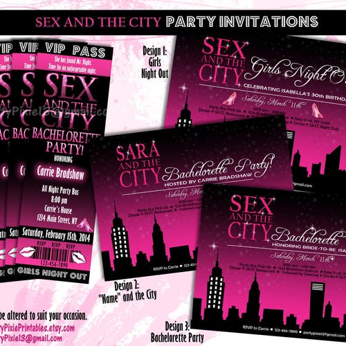 Sex And The City Party Invitations Bachelorette Girls Night Etsy