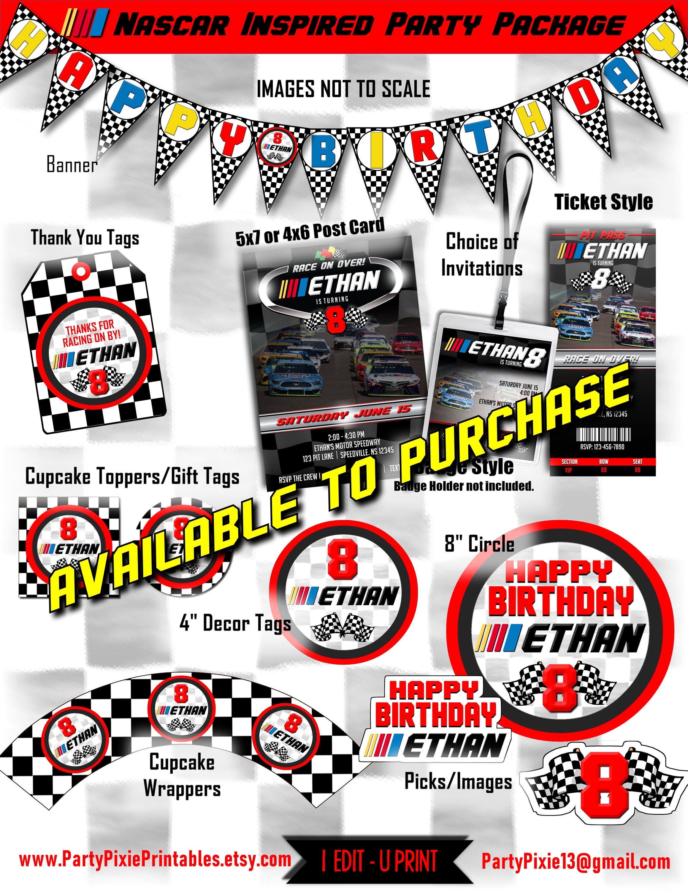 Nascar Ticket Party Invitation - Ticket Style Pit Pass - Printable and ...