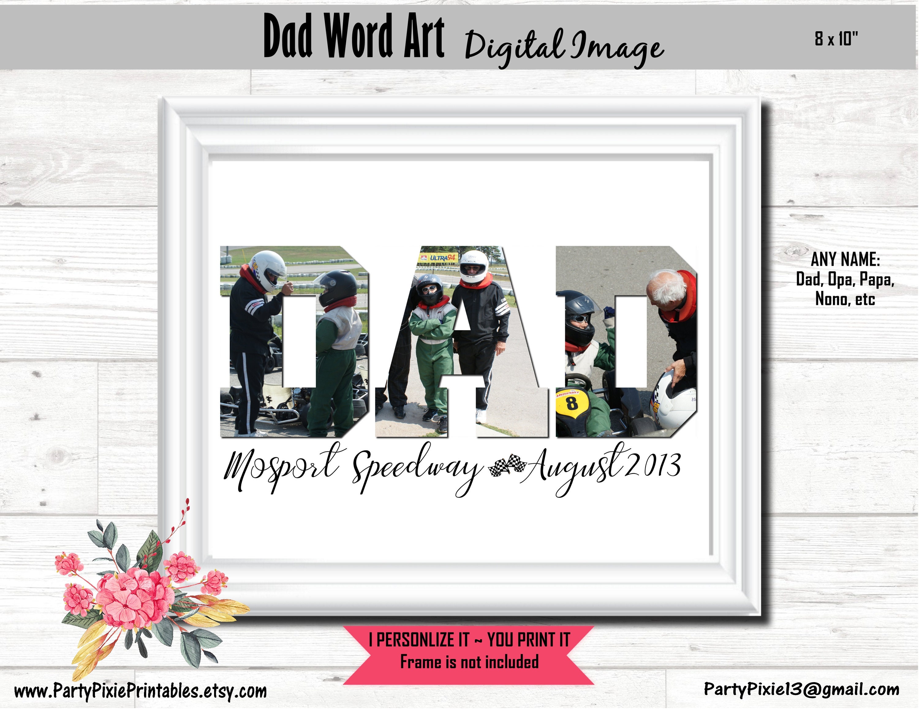 DAD Father's Day Gift Word Art Collage Picture Digital Image 8x10 ...
