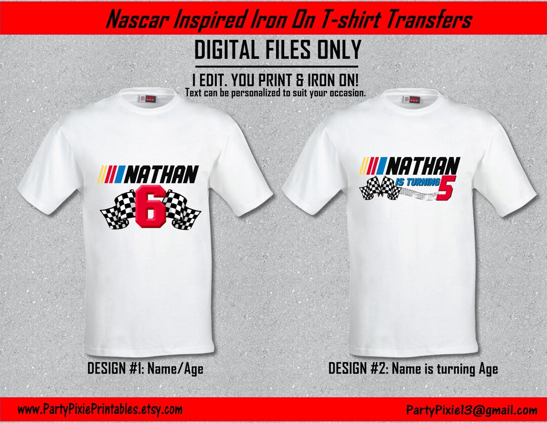 Nascar Inspired Racing Digital Iron on Tshirt Clothing Transfer Custom ...