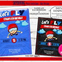 Ifly Skydiving Twins Boy & Girl Birthday Invitation: Editable Party ...