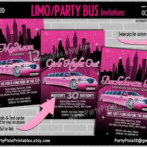 Limo Party Bus Party Invitations - Customized for Your Special Occasion ...