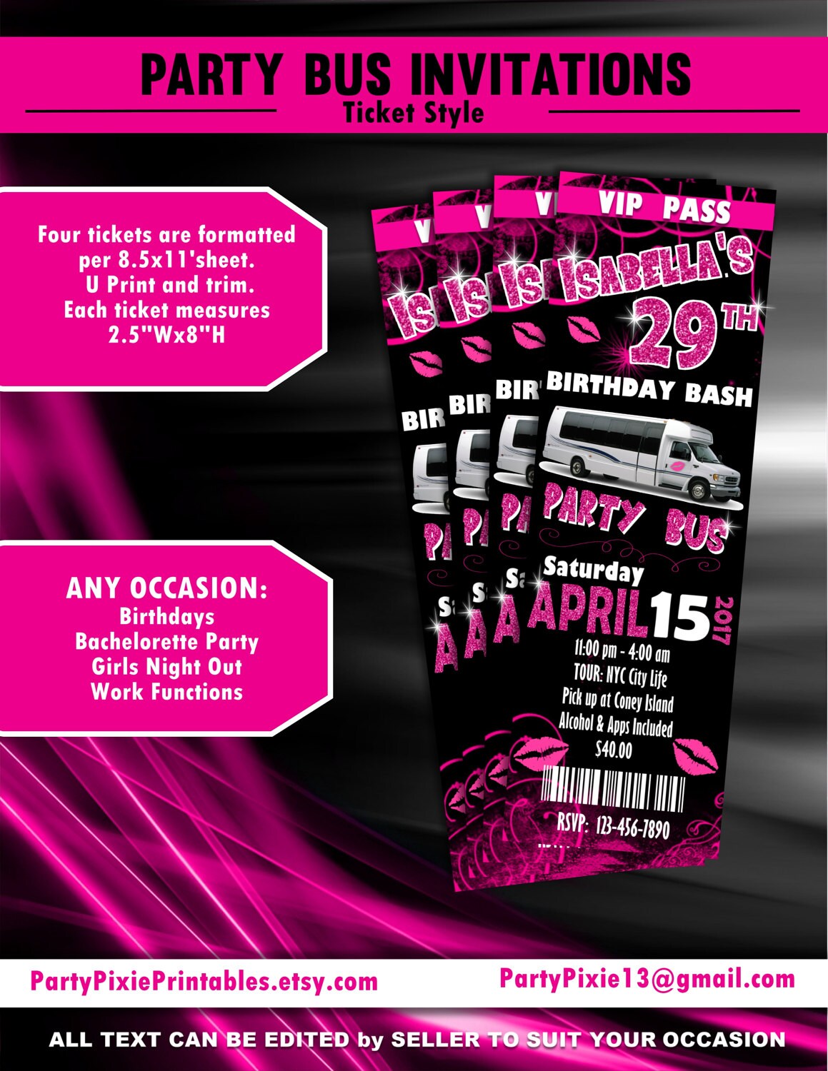 Party Bus Invitations