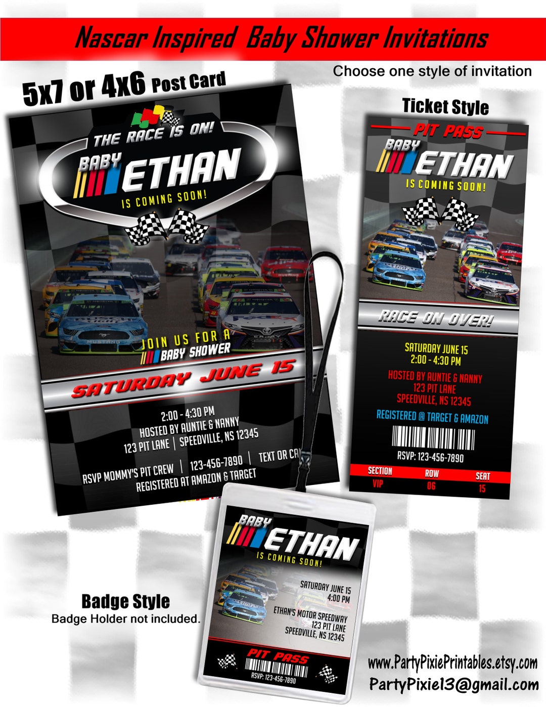 Nascar Inspired Race Car Baby Shower Party Package Decorations and ...