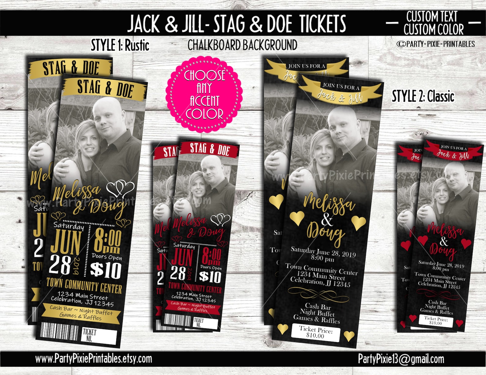 Jack and Jill Buck and Doe Stag Stagette Party Invitation - Ticket ...