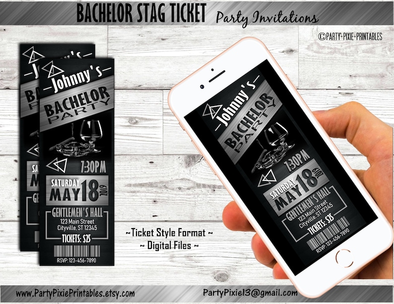 Bachelor Stag Party Invitations ticket Style Personalized and - Etsy Canada