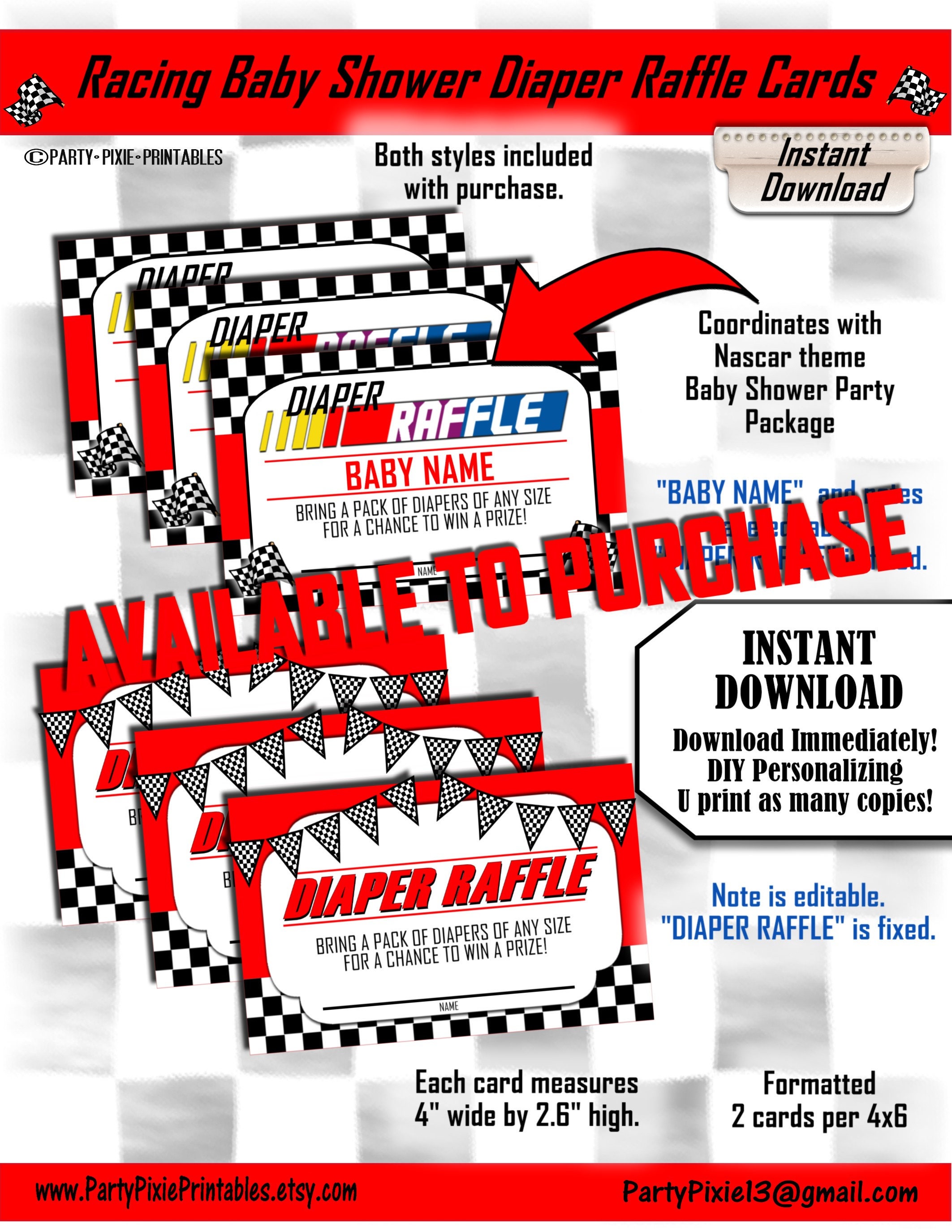 Nascar Inspired Race Car Baby Shower Party Package Decorations and ...