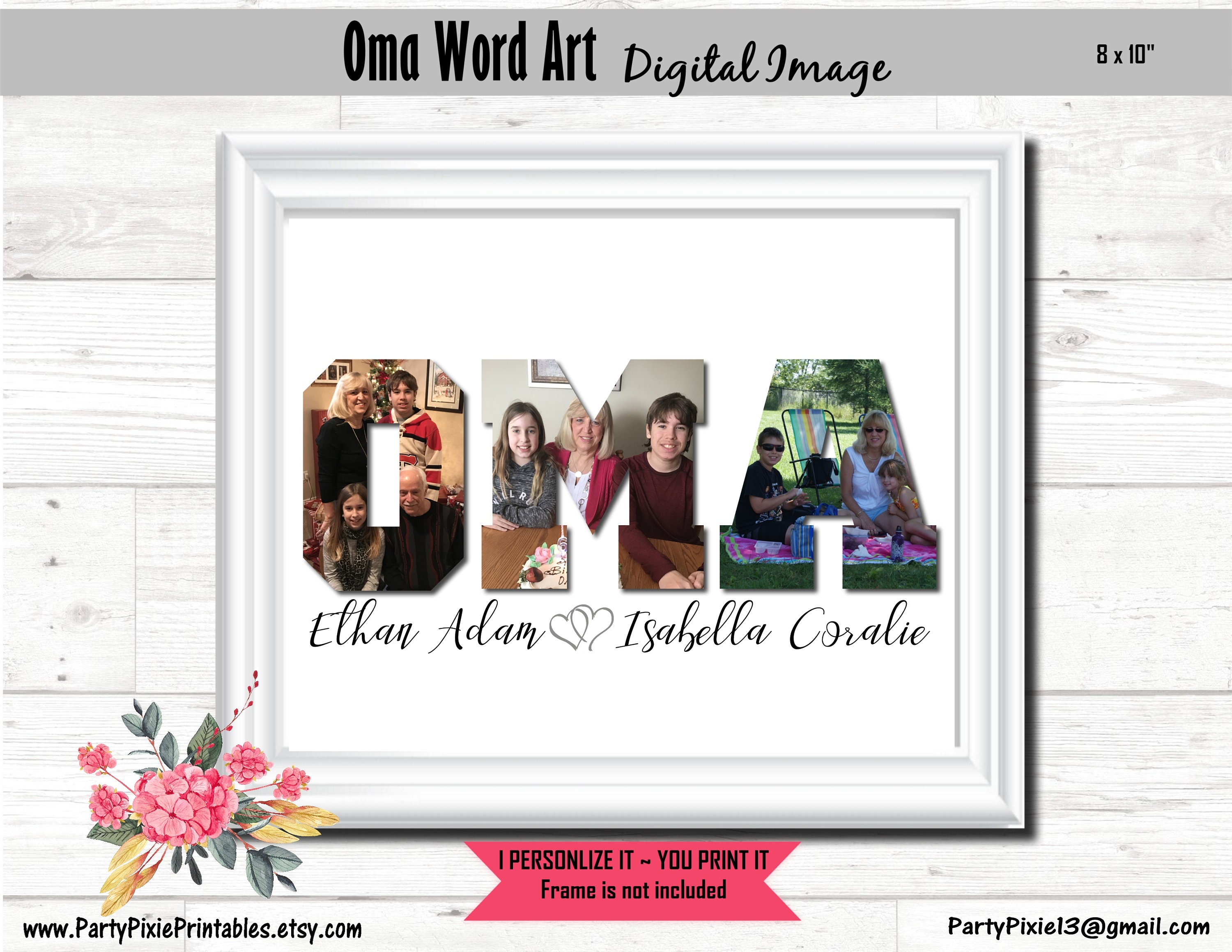 Oma Mother's Day Gift Word Art Collage Picture Digital Image 8x10 ...