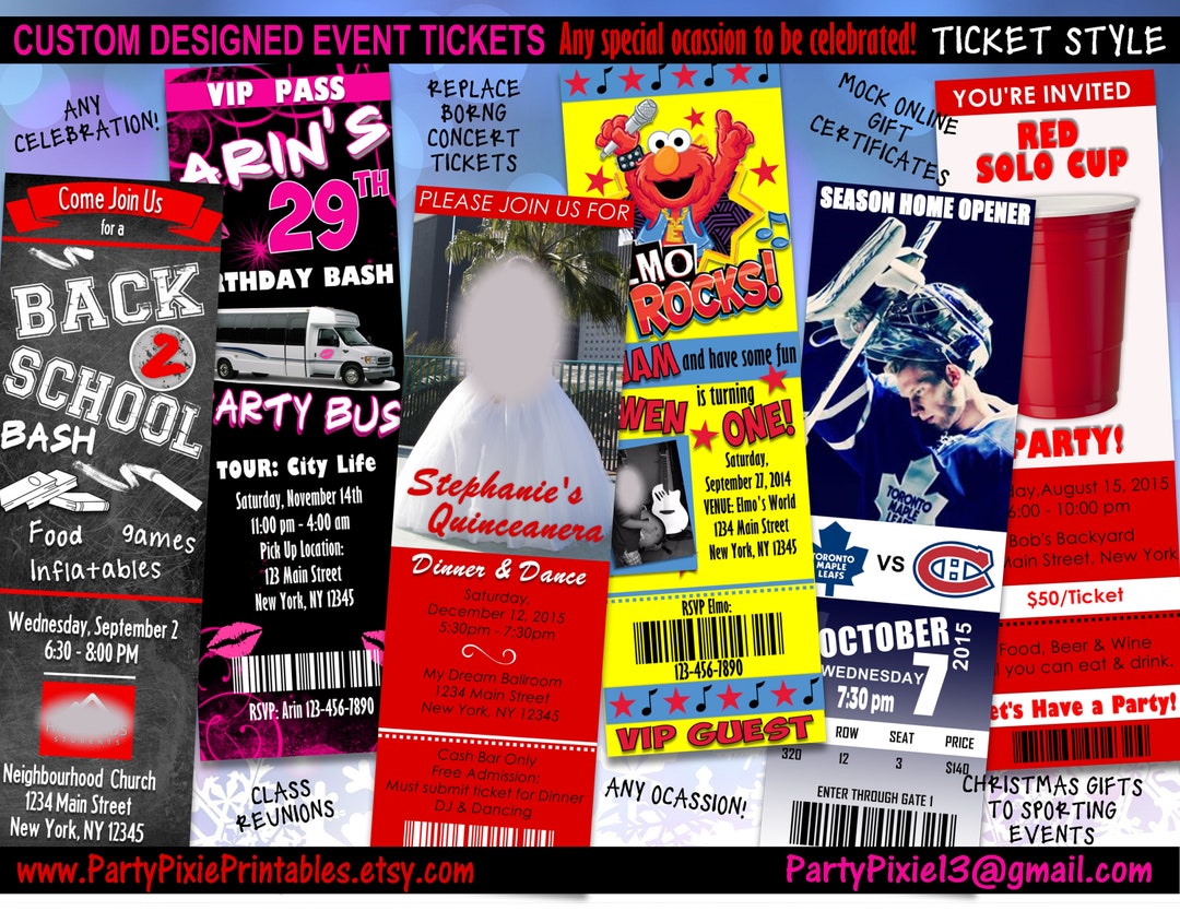 Custom Designed EVENT TICKETS - Mock up Concert, Sports, Broadway ...