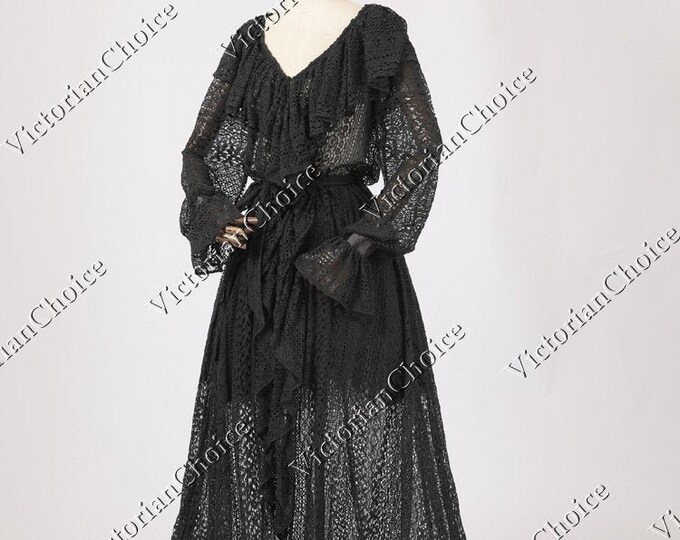 Edwardian Victorian Open Lace Vintage Black Romantic Robe - Etsy