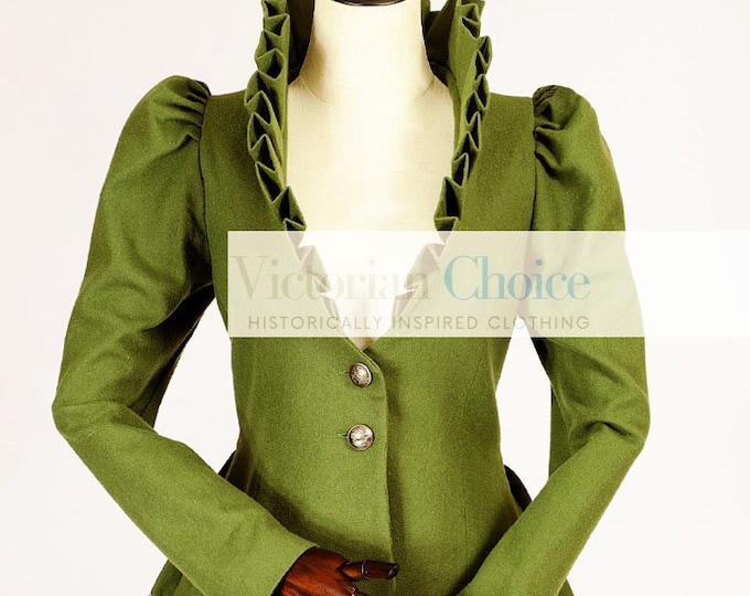 Edwardian Vintage Style Olive Green Blazer, 1920s Vintage Riding Habit ...