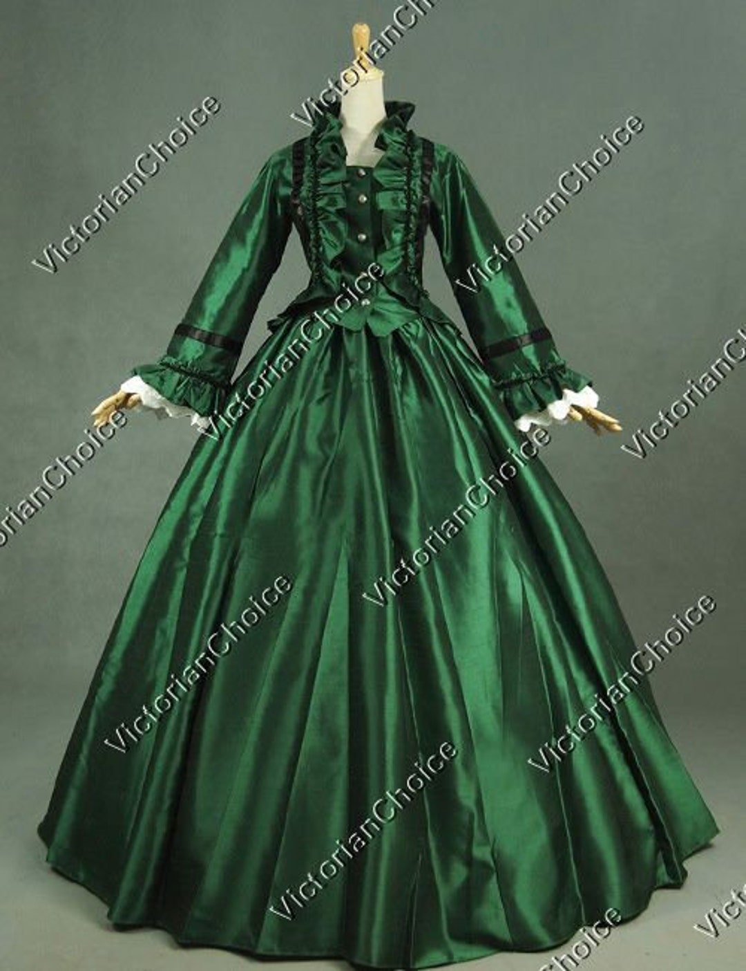 Green Victorian Christmas Caroler Caroling Taffeta Charles Dickens Fair ...