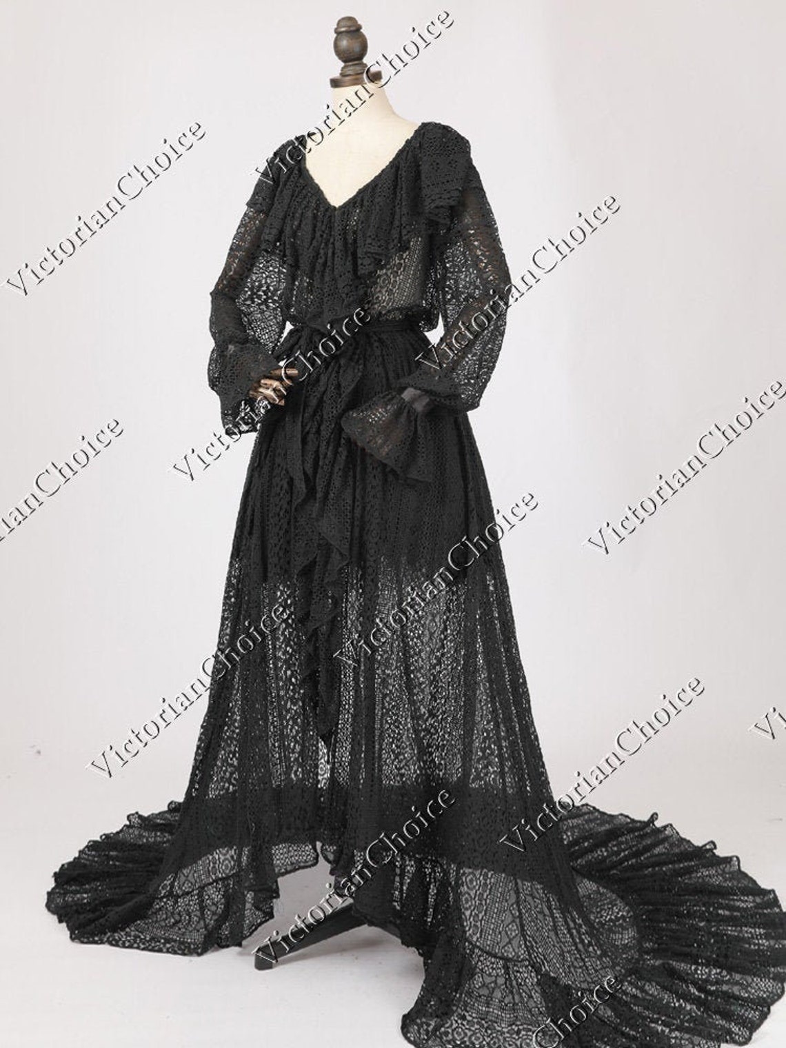 Edwardian Victorian Open Lace Vintage Black Romantic Robe | Etsy