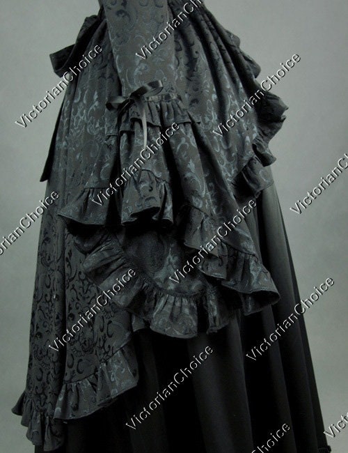 Victorian Edwardian Black Brocade Dress, Dark Fantasy Gothic Nadja ...
