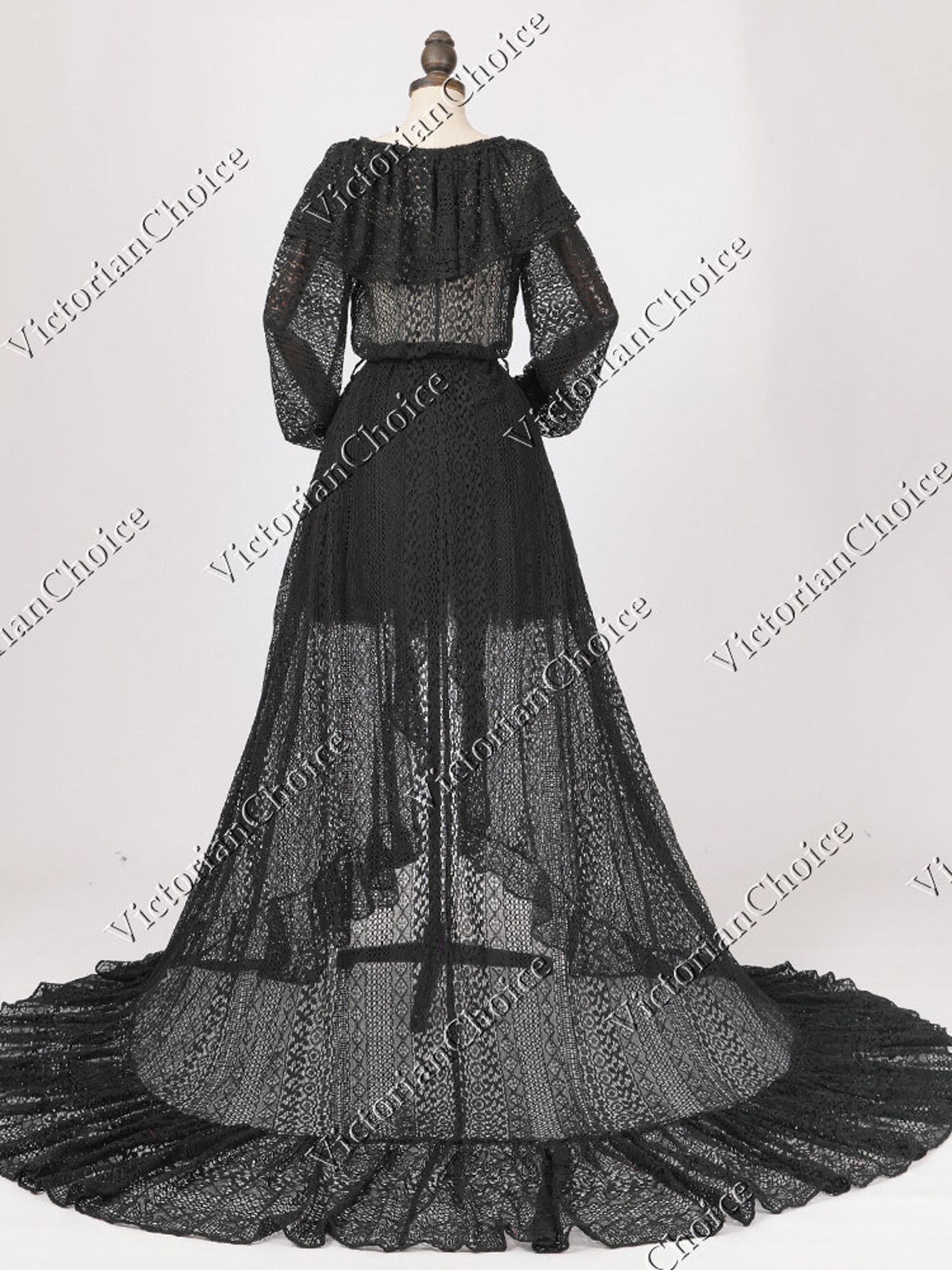 Edwardian Victorian Open Lace Vintage Black Romantic Robe | Etsy