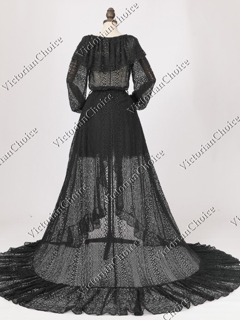 Edwardian Victorian Open Lace Vintage Black Romantic Robe | Etsy