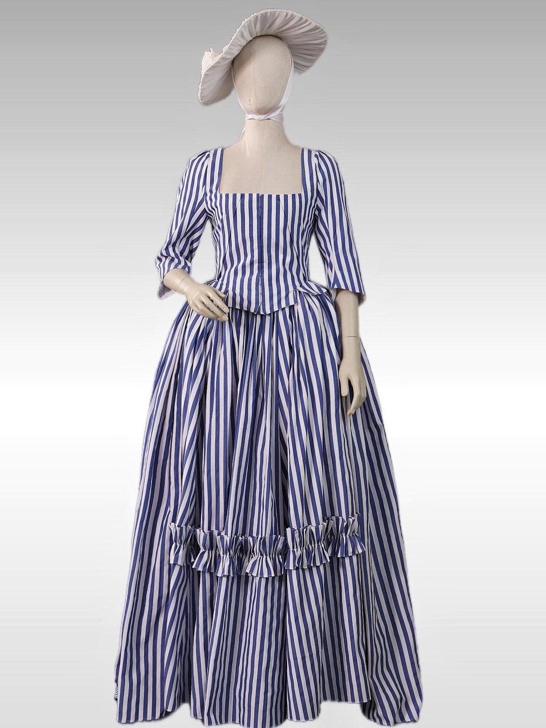 American Revolutionary War Colonial Gown, Georgian 1770s 1780s Blue ...