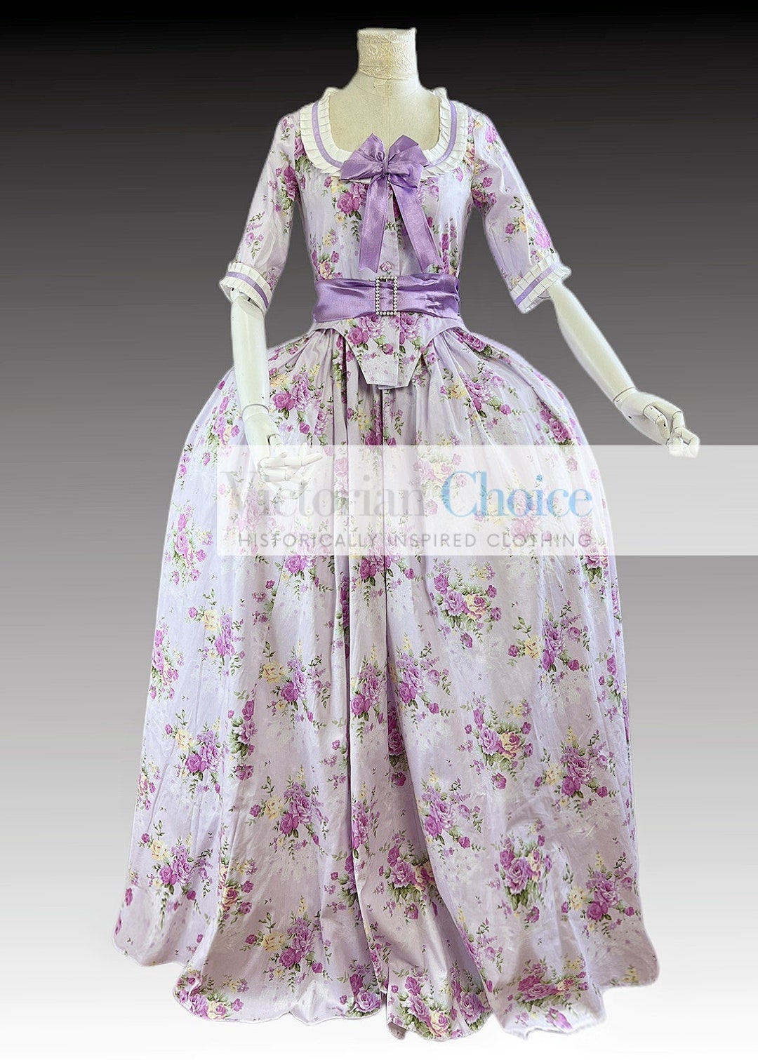 Bridgerton Princess Floral Fancy Dress Gown, Colonial Georgian 18th ...