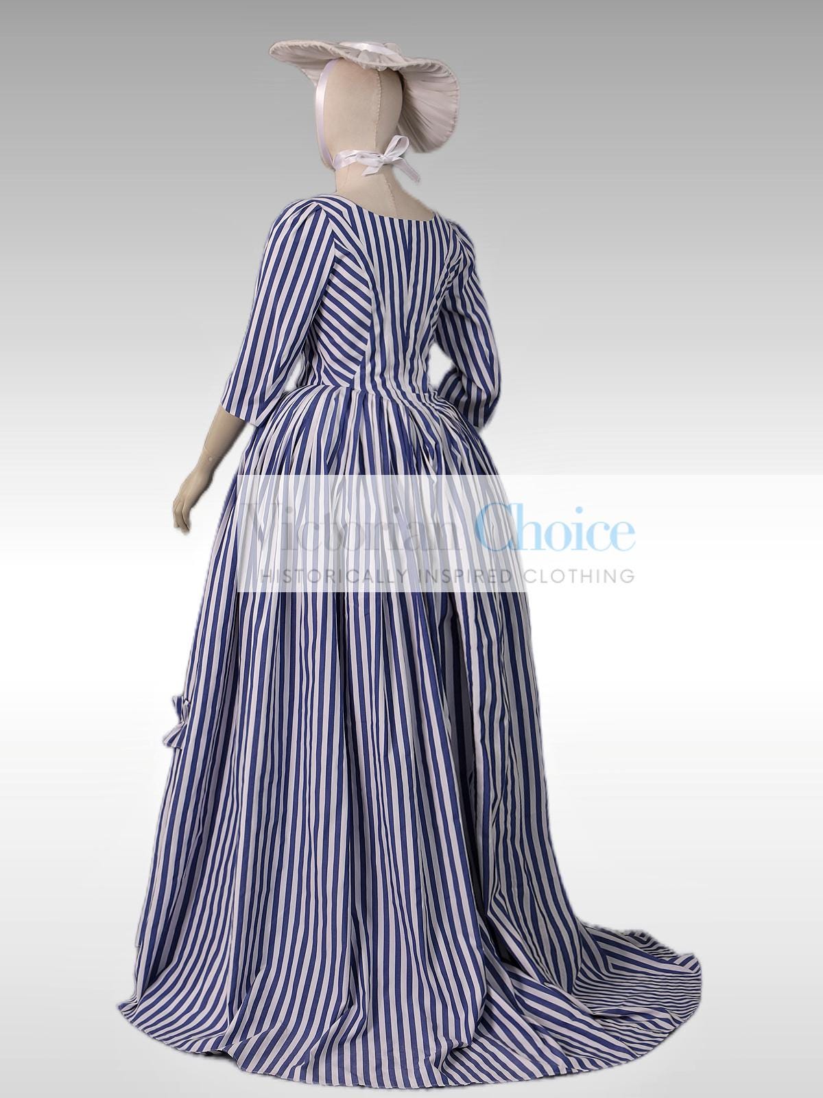 American Revolutionary War Colonial Gown, Georgian 1770s 1780s Blue ...