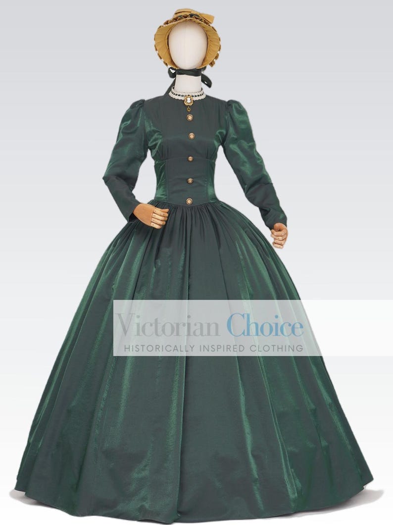 Green Victorian Holiday Dickens Christmas Caroler Caroling 1860s Ball ...