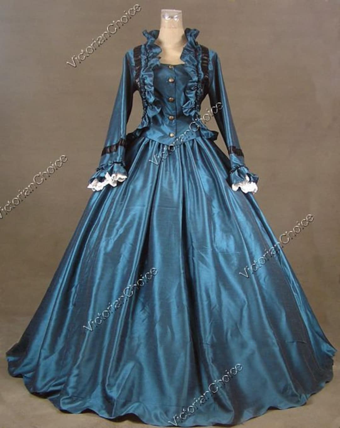 Dickens Village Victorian Christmas Caroler Caroling Taffeta Dress ...