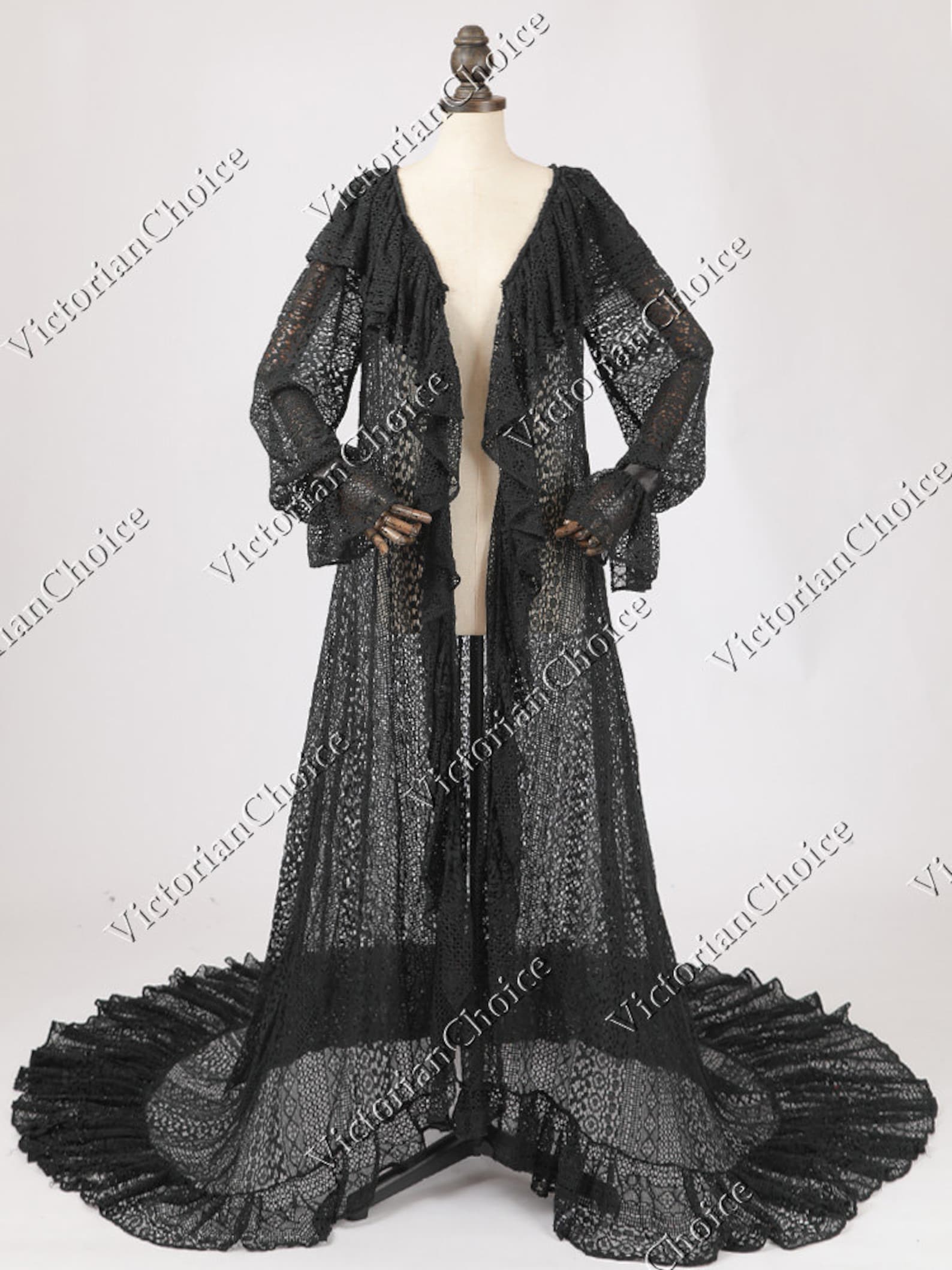 Edwardian Victorian Open Lace Vintage Black Romantic Robe | Etsy