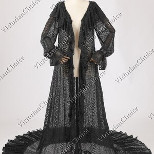 Edwardian Victorian Open Lace Vintage Black Romantic Robe Dress With ...