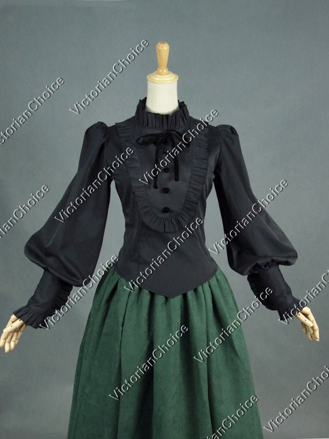 Black Women's Victorian Edwardian Gothic Romantic Blouse, Steampunk ...