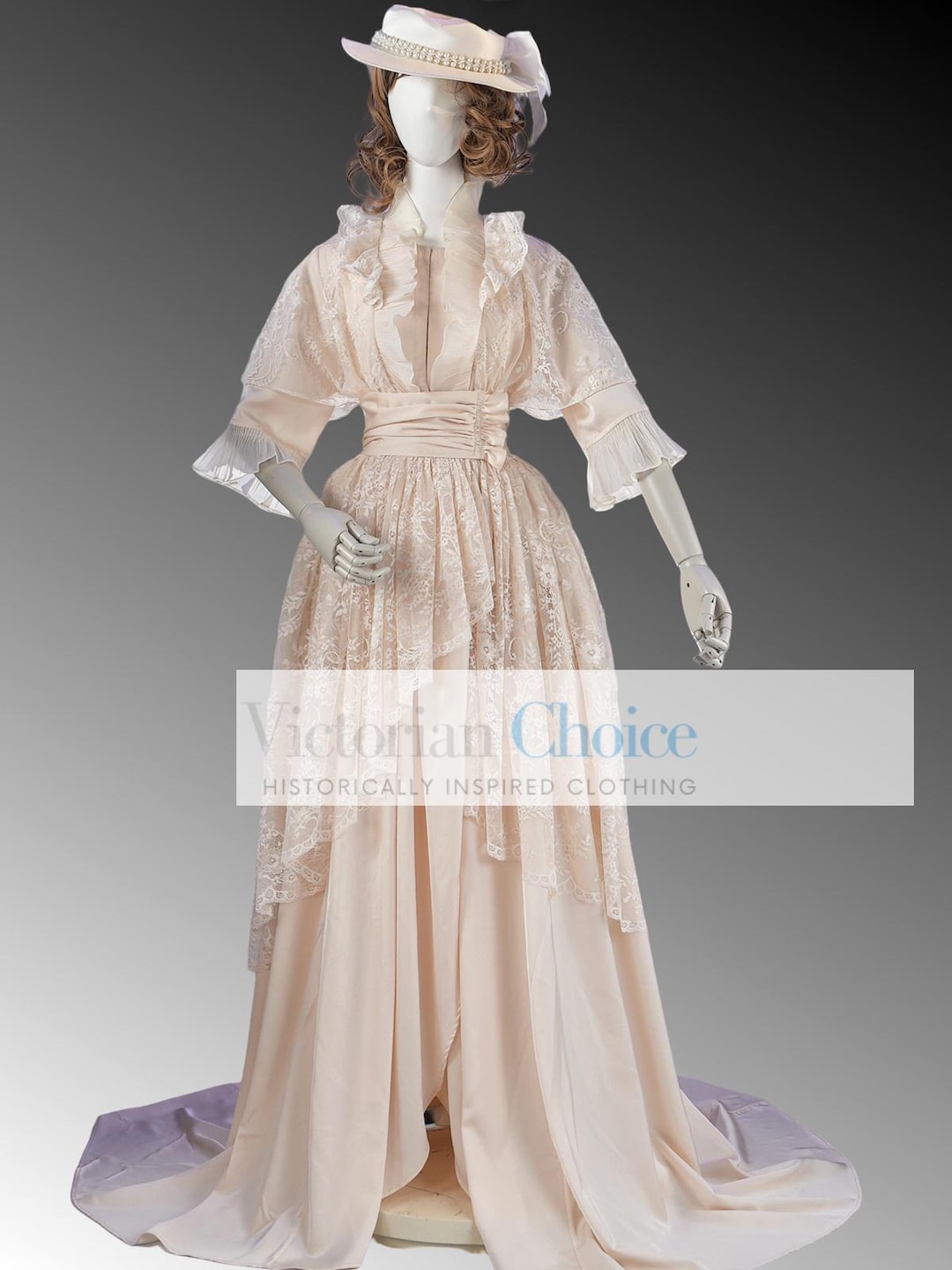 Ivory Victorian Edwardian 1900s 1910s Romantic Wrapper Dress With Train ...