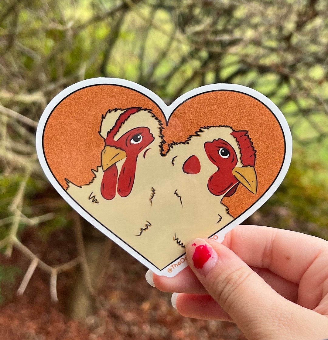 Two Headed Chicken Sticker | Double Head Animal | Hen Vinyl Sticker ...