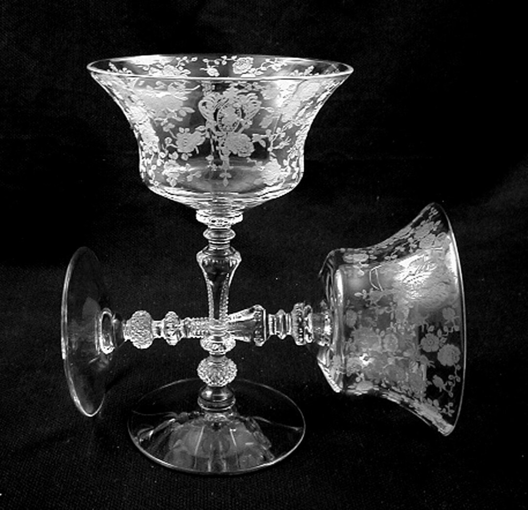 Vintage Champagne Glasses- WEDDING Glasses "rose Point" by Cambridge ...