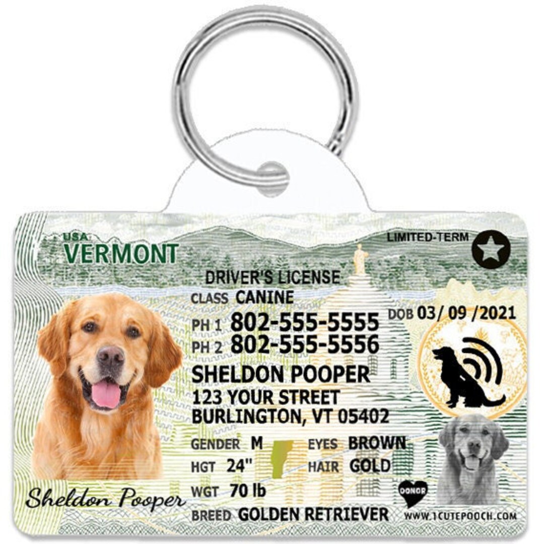 Vermont Driver License Custom Pet ID Tags - Personalized Dog Tags ...