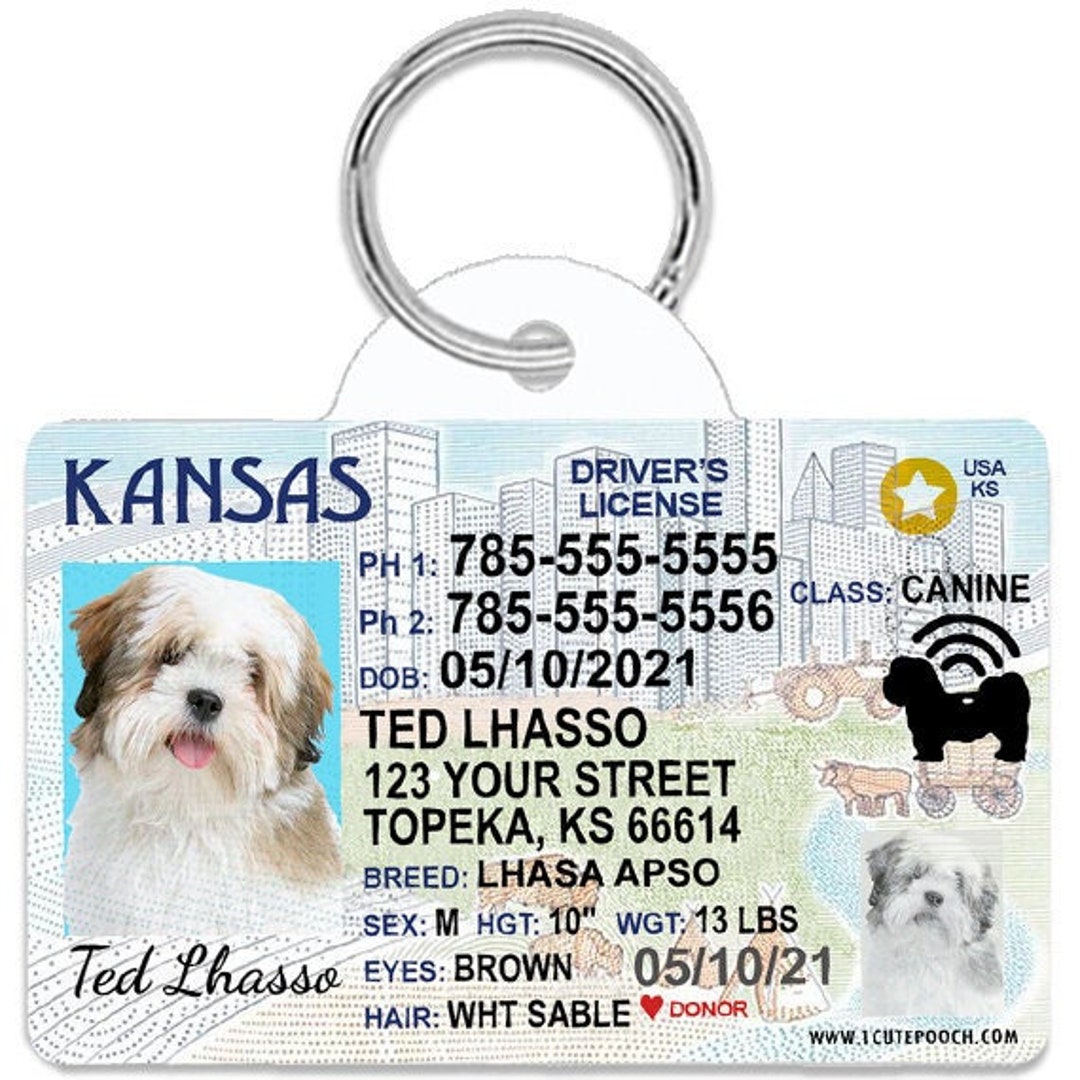 Kansas Driver License Custom Pet ID Tags - Personalized Dog Tags ...