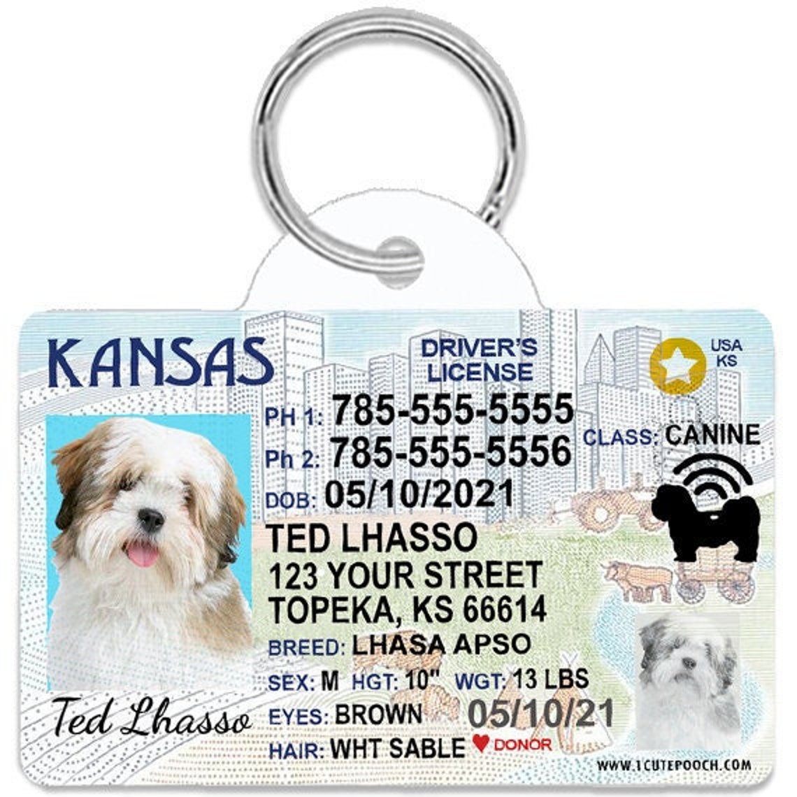 Kansas Driver License Custom Pet ID Tags - Personalized Dog Tags ...