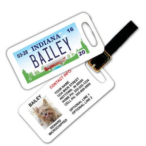 Indiana License Plate Custom Pet ID Tag - Dog ID Tag - Personalized Pet ...