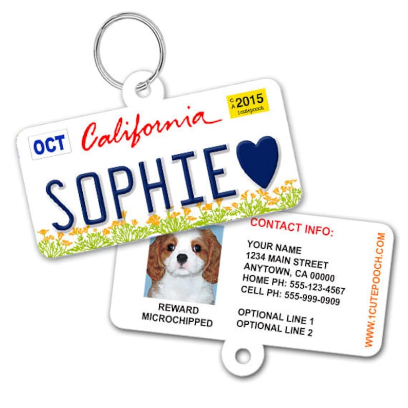 California License Plate Custom Pet ID Tag - Dog ID Tag - Personalized ...