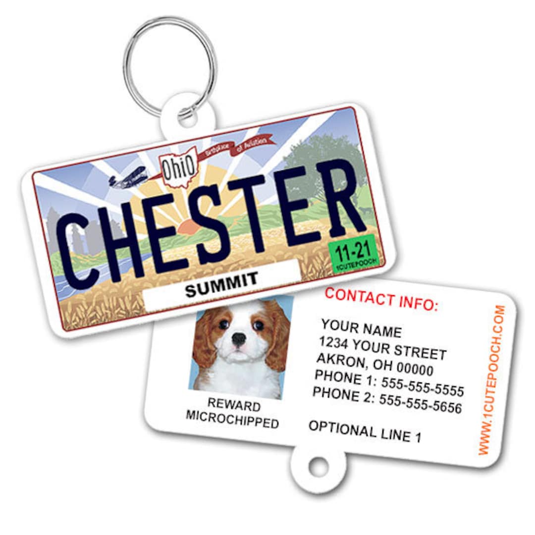 Ohio License Plate Custom Pet ID Tag - Dog ID Tag - Personalized Pet ID ...