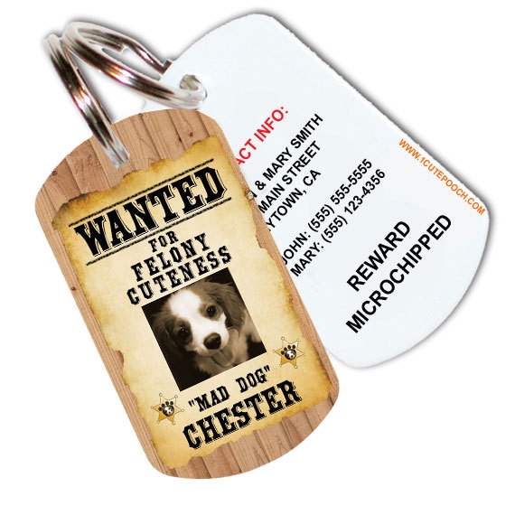 Wanted Poster Custom Pet ID Tag Dog ID Tag Personalized | Etsy